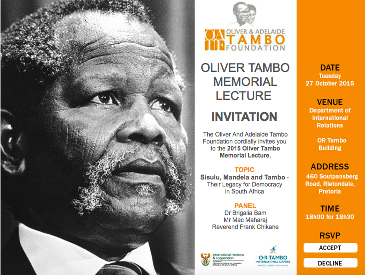 Annual Oliver Tambo Memorial Lectures Archives - Tambo Foundation