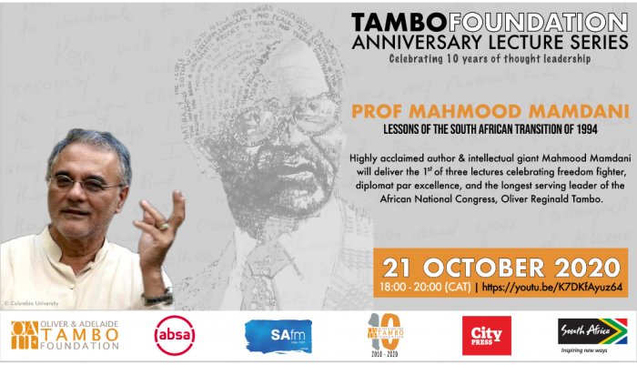 Prof Mahmood Mamdani Lecture - Tambo Foundation